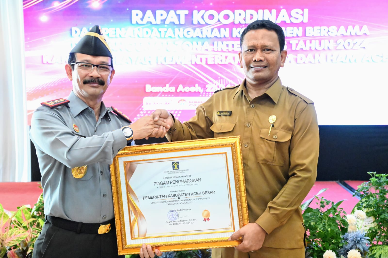 Aceh Besar Terima Penghargaan Dari Kemenkumham Wilayah Aceh