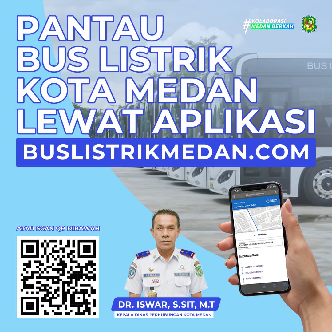 Kini Bus Listrik Medan Bisa Dipantau Lewat Aplikasi