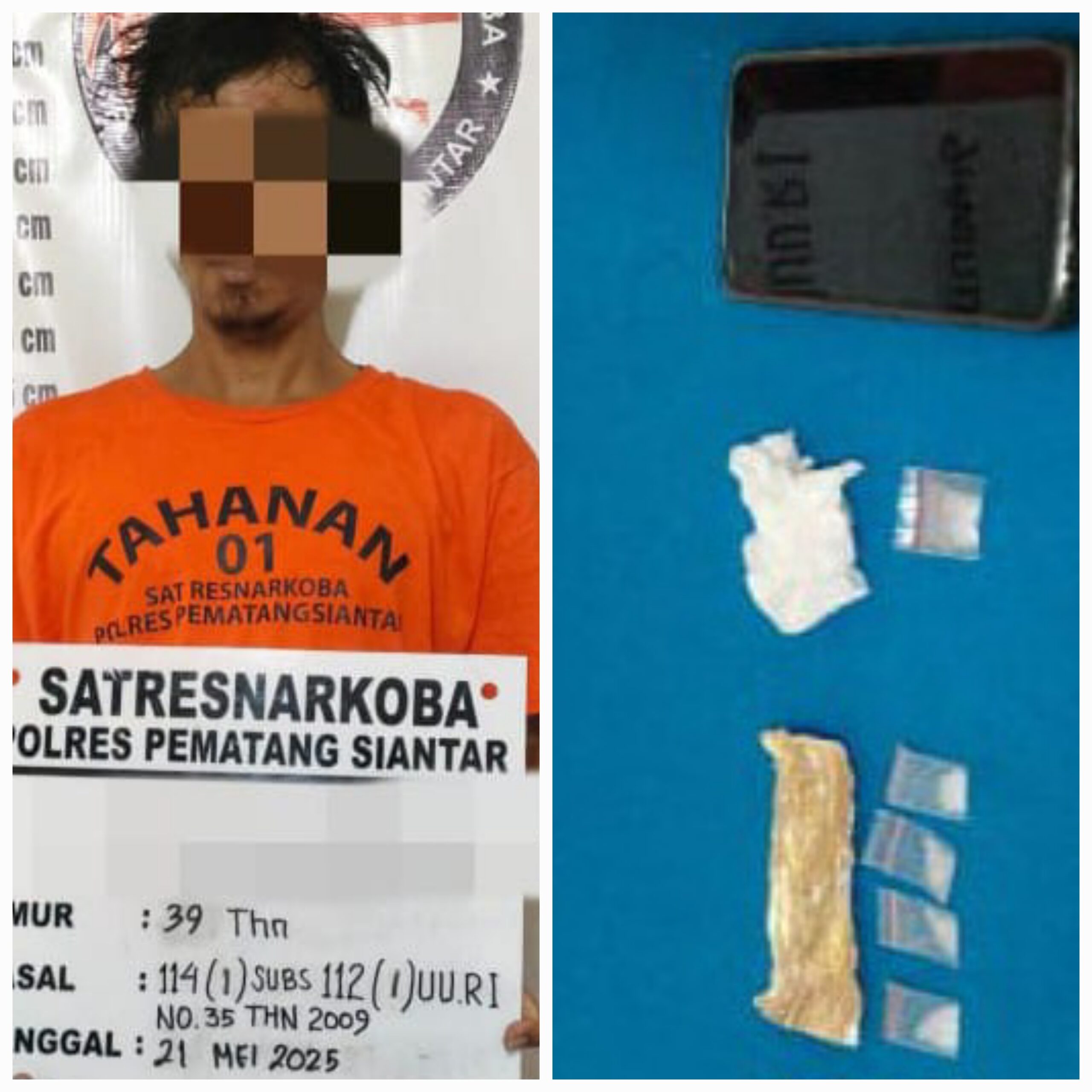 Polres P.Siantar Ringkus Pria Bawa Sabu
